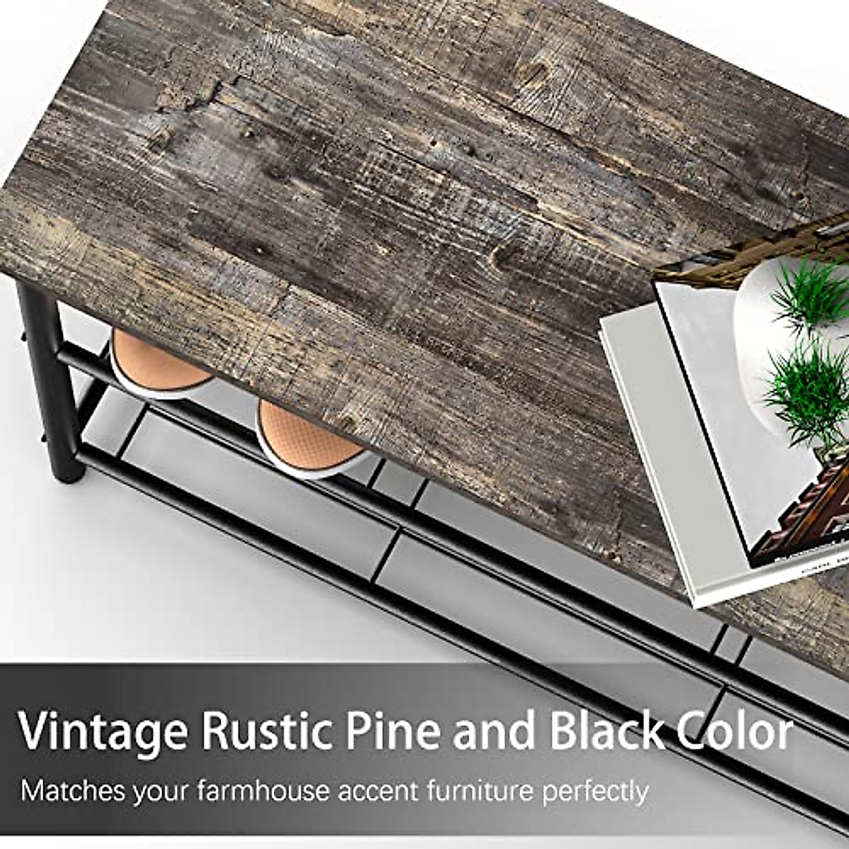 Parent-Child Hall Tree Coat Rack Shoe Bench Entryway Sturdy Shoe Rack Storage Shelf Organizer, 3-in-1 Functional Hall Tree Industrial Rustic Wood Metal Furniture for Entrance, Foyer, Mudroom