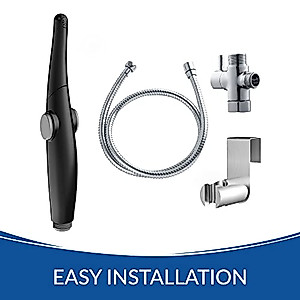 Bio Bidet 7ZPEARLHCB Toilet Attachment Kit for Posterior & Feminine Wash | Pearl Handheld Sprayer, Black