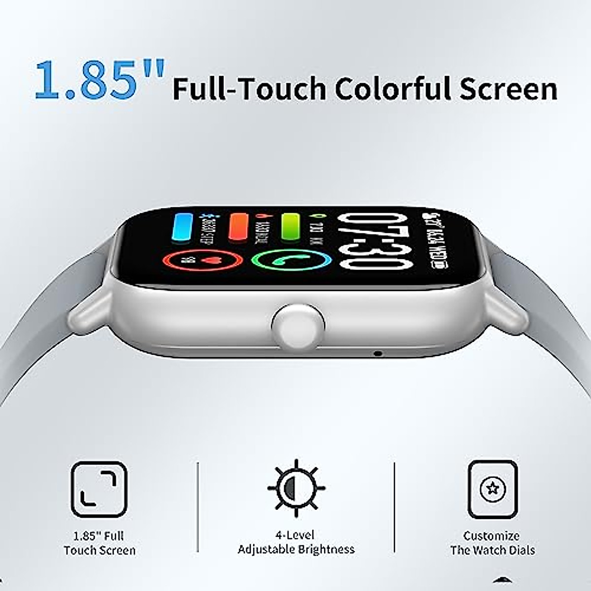 dotn Smartwatch with Bluetooth Call (Answer/Make Call), 1.85" Ultra Large Screen, 100+ Sports Mode 2023 Smart Watches for Men Women, IP68 Waterproof Fitness Tracker with Heart Rate Sleep Monitor