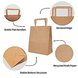L LIKED Gift Bags Bulk 7x3.5 x8.5 Inches, 50 Pack Brown Kraft Paper Bags with Handles for Shopping Bags, Party Bags, Retail Bags, Birthday Gift Bags (Pach of 50)