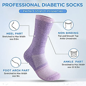 Bulinlulu Diabetic Socks Women&Men-6 Pairs Bamboo Non Binding Diabetic Crew Socks,Extra Wide Socks Stretchy Loose Top Socks with Seamless Toe(Medium,Bright Clashing Colours)