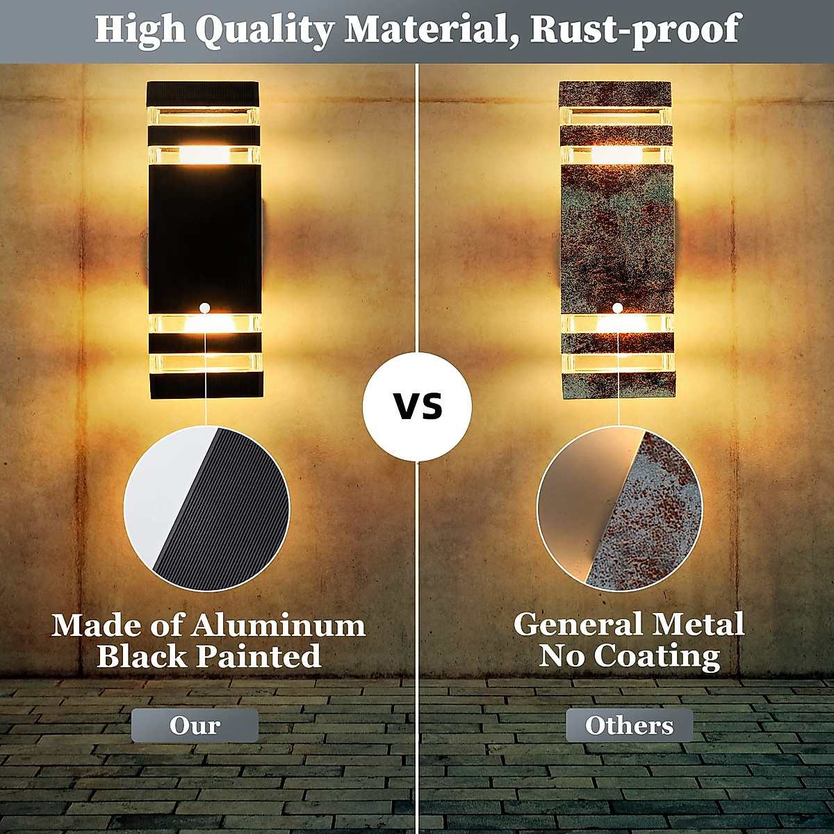 2 Pack Square Up and Down Lights Outdoor Wall Light with E26 Base, Aluminum Waterproof Outdoor Wall Lamps Outdoor Wall Sconce Exterior Lamps for House Front Porch Patio Garage Doorway