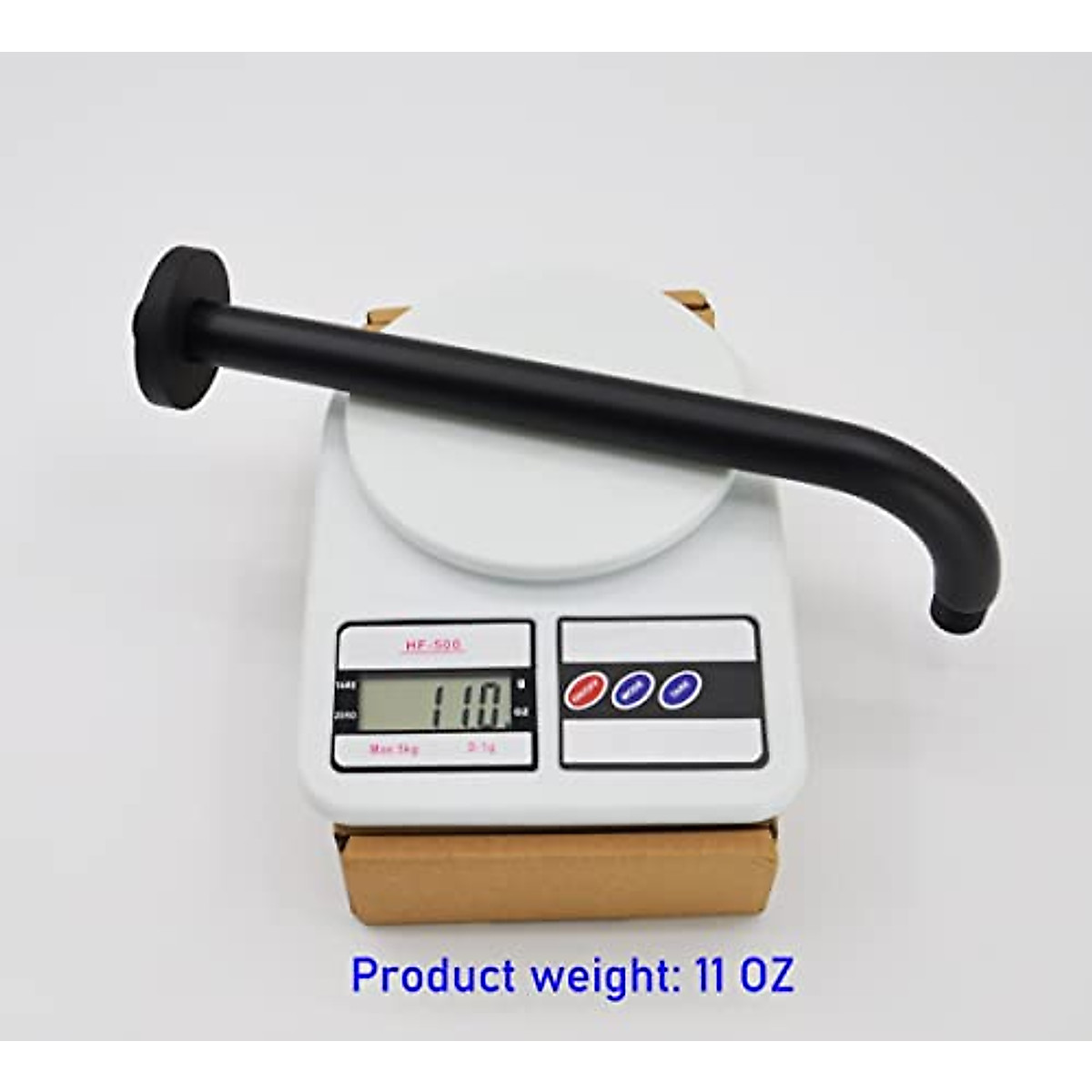 Aquaiaw Shower Arm and O-Ring Flange, 12 inch, Solid Brass, Round, Both 1/2 NPT Tapered Threads, Bent Shower Arm, Wall Mount Shower Head Extension Arm, Rainfall Shower Head Arm (Matte Black)