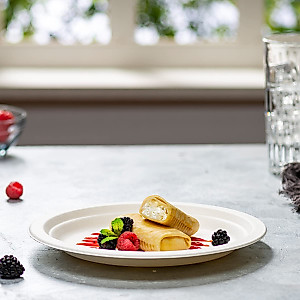 Comfy Package, 100% Compostable Heavy-Duty Paper Plates Eco-Friendly Disposable Sugarcane Plates 125 Pack - 9 Inch