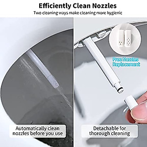 Toilet Seat Bidet Attachment, PHflo Manual Bidet Toilet Seat, Non-electric Bidet Seat Fits Round Toilets,Ambient Water Temperature,Dual Nozzle with Quick-Release Removable for Cleaning