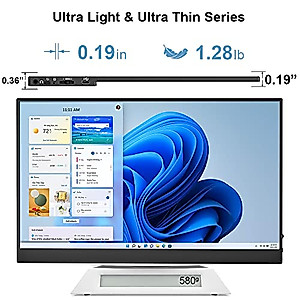 HONGO Portable Monitor Extremely Thin 15.6 Inch FHD 1080P Computer Gaming Dual Monitor USBC Display for Laptop PC Phone Xbox PS4 Switch, Smart Stand Included