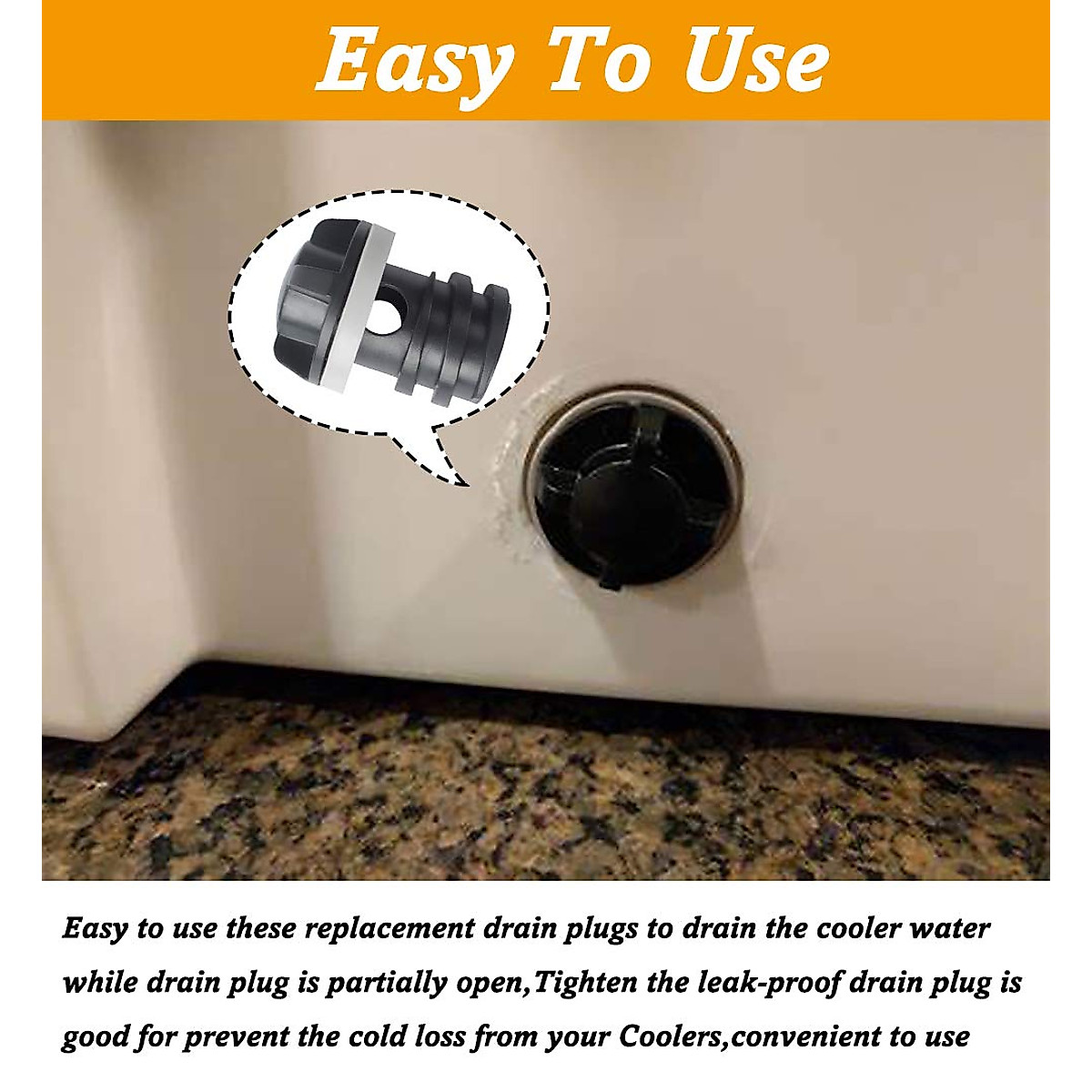 Cooler Drain Plugs Replacement for Coolers Larger Water Outlets Replacement Plugs Used in The Dual Drain Plug System Coolers Accessories (Only for Larger Water Outlets)