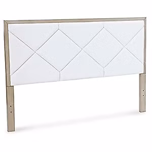 Signature Design by Ashley Wendora Contemporary Upholstered Tufted Headboard ONLY, King/California King, White & Light Brown