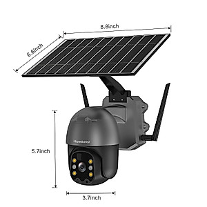 Security Camera Wireless Outdoor/Home, Solar 360° PTZ Surveillance System with 24000mAh Battery, Color Night Vision, WiFi, PIR Motion Detection, APP Alert Push, Spotlight and Siren, Two-Way Talk, IP66