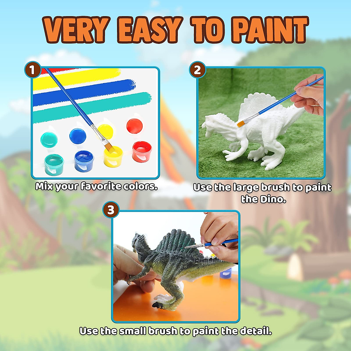 FUNZBO Dinosaur Toys for Kids 3-5, Painting Kits for Kids Ages 4-8 with Art Supplies, Arts and Crafts for Kids, Painting Set Toys for 6 7 8 9 10 11 12 Years Old Toddlers Boys Christmas Birthday Gifts