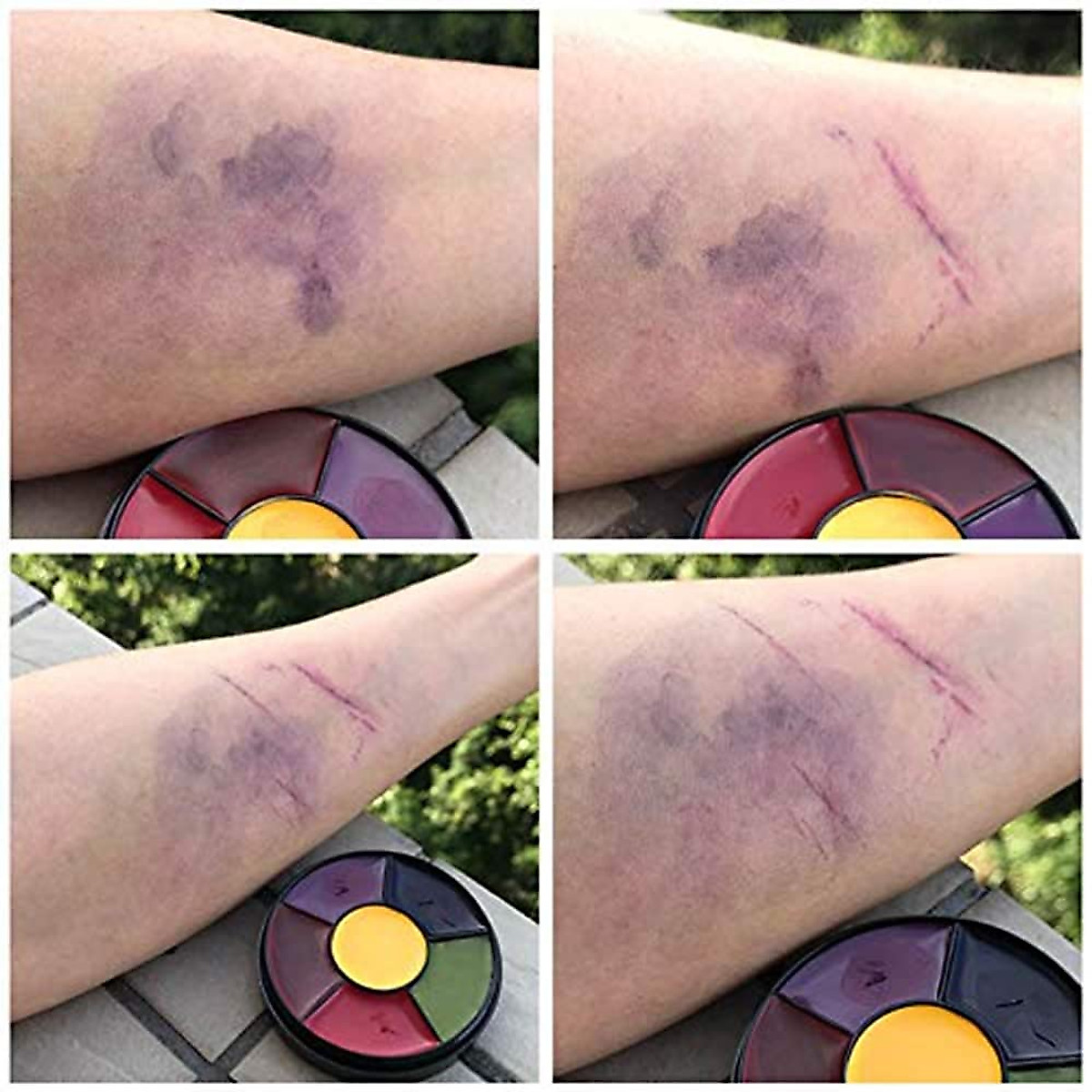 Mysense 6 Color Bruise Wheel Special Effects SFX Zombie Makeup Kit Halloween Professional Non Toxic Face Body Paint Oil Sfx Makeup Set with Sponge