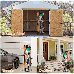 Garage Storage, Tool Storage Rack, Garage Organization, Organizes up to 40 Long-Handled Tools, Yard Tool Holder Organizer for Garage, Garden, Shed Storage Organization, Heavy Duty Steel, Black