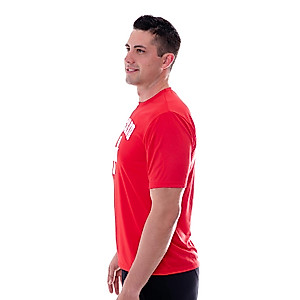 LIFEGUARD Officially Licensed Mens Performance Active Moisture Wicking Cooling Tee Shirt (XL) Red