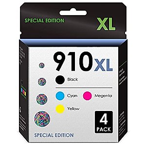 AMAZINK HP 910XL Ink Cartridge Replacement. Works with HP OfficeJet Pro 8024 8015 8025 8028 8035 8022 Printers. 4 Pack Black, Cyan, Magenta, Yellow