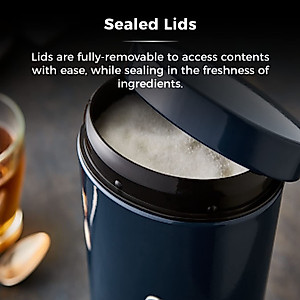 Tower T826171MNB Belle Set of 3 Canisters, Tea/Coffee/Sugar Storage, Midnight Blue