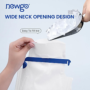NEWGO Refillable Ice Bags with Clamp Closure [Pack of 2] Large 7 X 4.6, Reusable Easy Filling Hospital Ice Pack with Soft Outer Covering and Leak Resistant Inner Layer