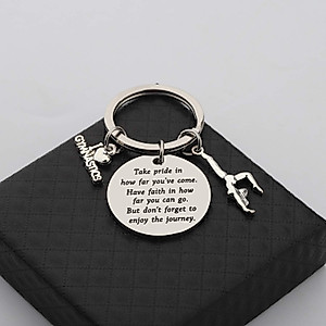 FUSTMW Gymnast Gift Gymnastics Keychain Inspirational Gifts Gymnast Jewelry Gymnastics Class Gift Birthday Jewelry for Teens (silver)