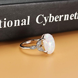 YAZILIND Platinum Plated Wedding Ring Opal Cubic Zirconia Engagement Women Jewelry Gift Size 9