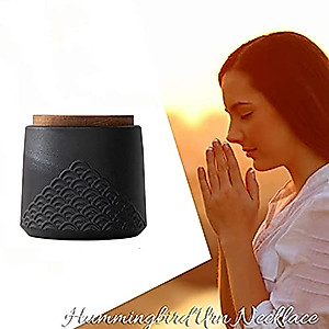 Black Small urn Ashes Keepsake - Decorative Ceramic Small urn ​for Human Ashes， Adult Memorial Tiny urn Funeral Cremation Urn-Qnty 1…