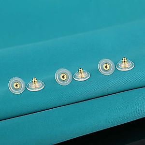 Catinee 3 Pairs Earring Backs,925 Sterling Silver Earring Backs for Studs, Adjustable Hypoallergenic Locking Earring Backs Fit 0.028-0.039inch Post（White+Gold）