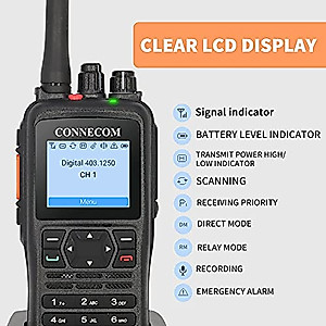 DMR Digital & Analog Two Way Radios Long Range Rechargeable - CONNECOM Heavy Duty Walkie Talkies for Adults Rugged 2 Way Radios for Warehouse Factory Docks Commercial Construction etc. GD900 3 Pack