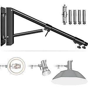 Wall Mounting Triangle Boom Arm for Ring Light: Max 51inch, 180º Flexible Rotation, Save Space, Adjustable Camera Mount Up to 4.26ft for Photography Light, Monolight, Softbox, Umbrella, Reflector etc.