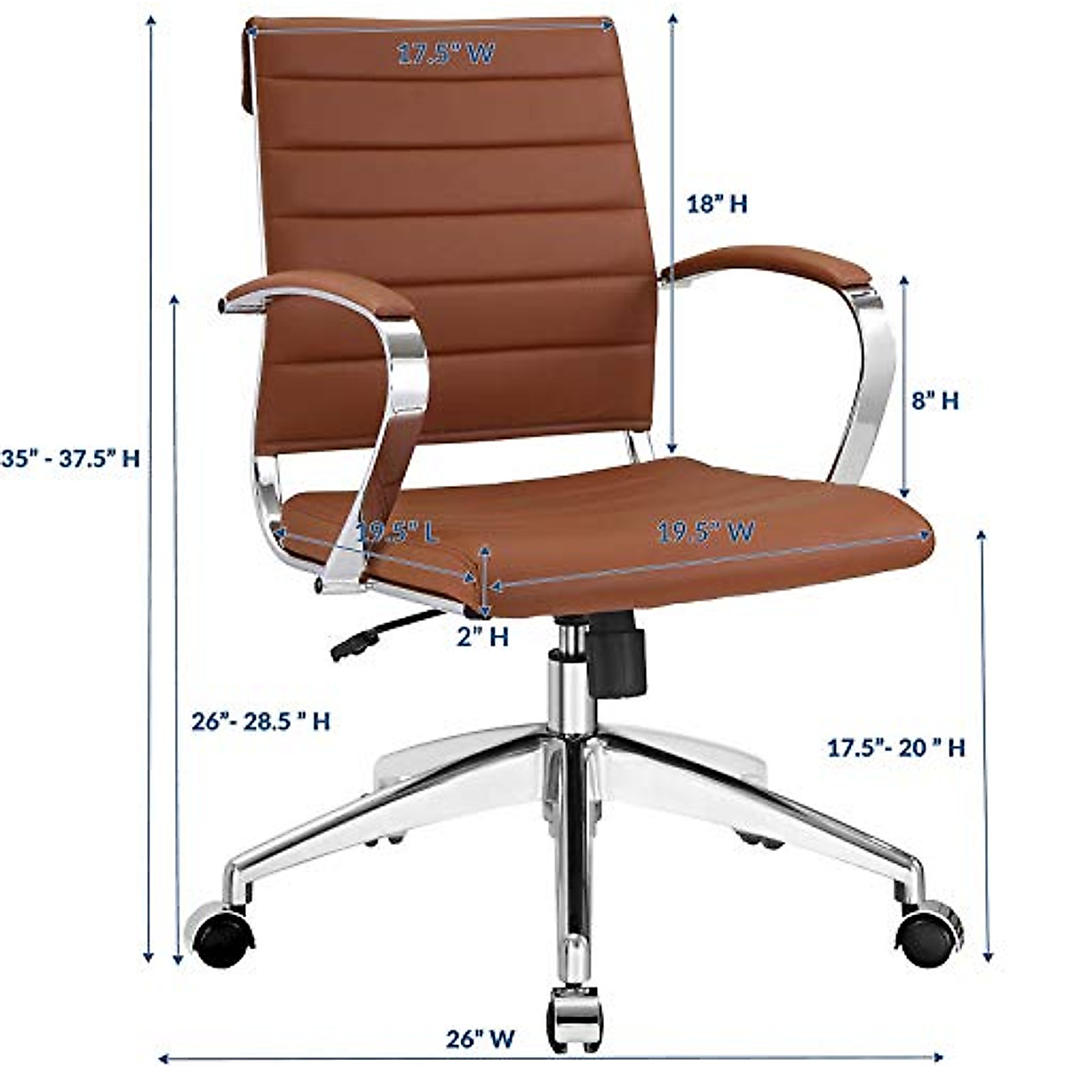 Modway Jive Office Chair, Mid Back, Terracotta