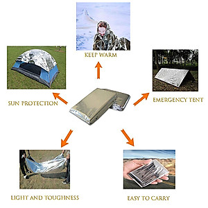 JIJI&ZEZE Emergency Blankets, Mylar Thermal Space Blanket Used for Outdoor Hiking Camping Marathons or First Aid Survival kit (6, Single Extra Large)