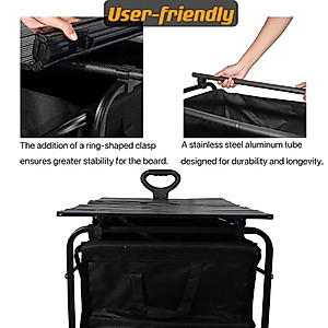 Aluminum Alloy Steel Collapsible Board Desktop for Garden Cart Foldable Wagon，Heavy Duty Foldable Metal Board for Outdoor Camping 34.64x20.87'' Black (Garden Cart not Include)