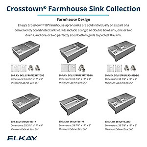 Elkay Crosstown 16 Gauge Stainless Steel 35-7/8" x 20-1/4" x 9" Single Bowl Tall Farmhouse Sink Kit