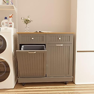 Alorksi Kitchen Island with Trash Cabinet
