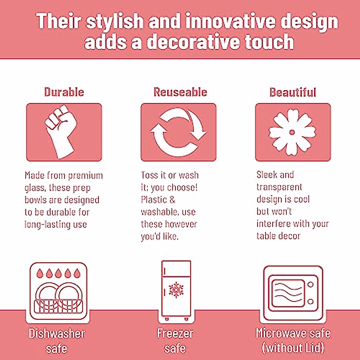 SQARR Mini Glass Prep Pinch Bowls - Set of 15, 3.5 inch 4 oz Clear Glass Bowls for Condiments, Small Glass Bowls, and Pinch Bowls