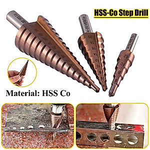 HSS-CO M35 Step Drill Bits Cut Tool， Step Drill for DIY Woodworking, Plastic Wood 6-24mm
