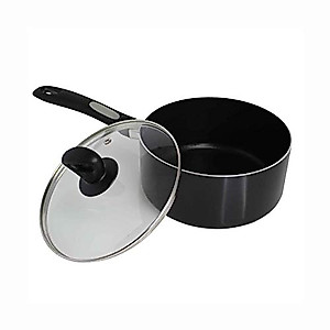 Mirro A79723 Get A Grip Aluminum Nonstick Sauce Pan with Glass Lid Cover Cookware, 2-Quart, Black