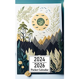 Pocket Calendar 2024-2026: Two-Year Monthly Planner for Purse , 36 Months from January 2024 to December 2026 | Nature-inspired card design | Sun, Moon, Ocean, Forests, Mountains