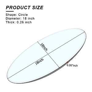 JUFU Round Glass Table Top,18in Patio Table Tops,3/8" Thick Tempered Table Top with Pencil Polished Edge,Transparent Flat Circular Sheet Ideal for Patio,Dining,Coffee,Side Table