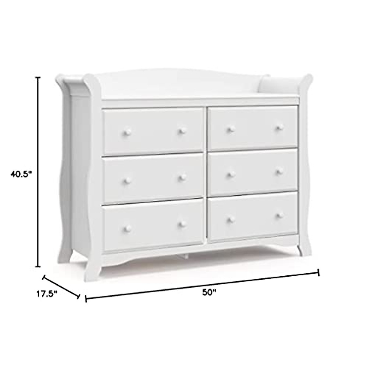 Storkcraft Avalon 6 Drawer Double Dresser (White) – Dresser for Kids Bedroom, Nursery Dresser Organizer, Chest of Drawers for Bedroom with 6 Drawers, Classic Design for Children’s Bedroom