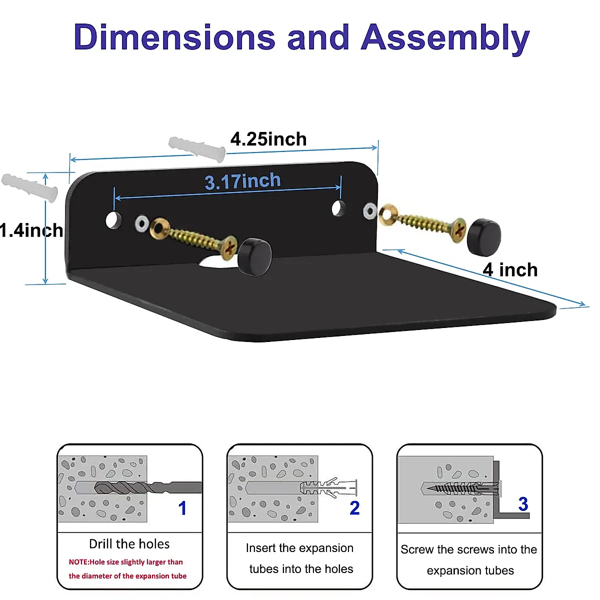 WISDING Small Floating Shelves, 4.25'' Wall Metal Speaker Mount Shelves for Bluetooth Speaker, Webcam, Cell Phones, Mesh Router, Toy Display Shelf Speakers Shelf, 2 Pack, Black, JSZWJ001