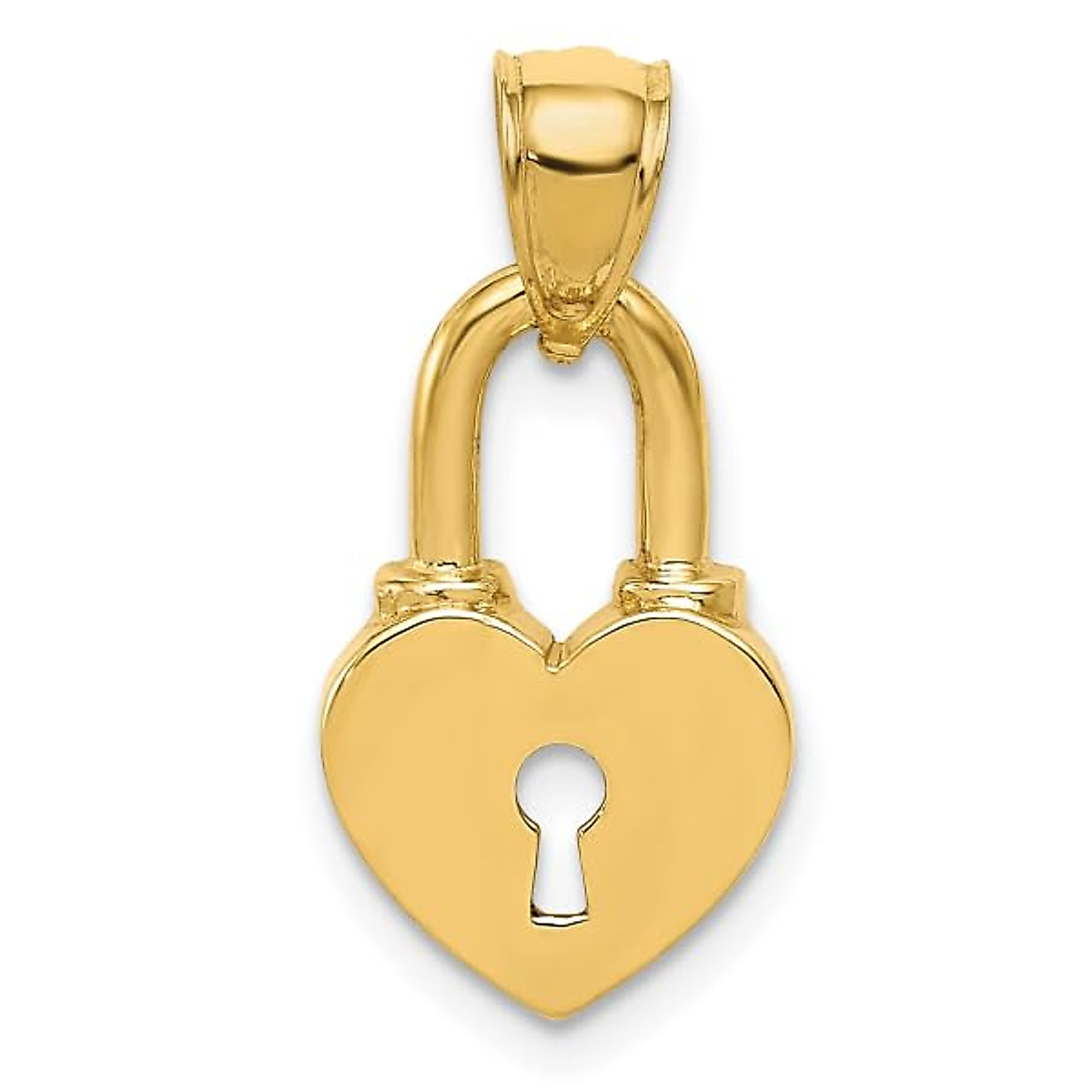 IceCarats 14K Yellow Gold Heart Love Lock Necklace Charm Pendant Only