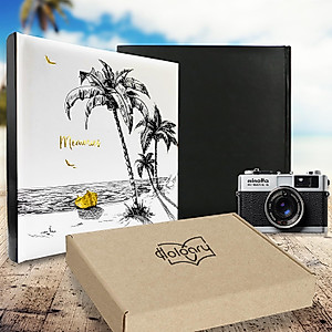 Holoary Photo Album 4x6 160 Photos Two Pictures Per Page, Memo Writing Area for Each Pocket, 160 Pockets 4”x6”, Printed Book Cover Travel Design Natural Beach Memories