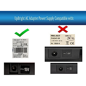 UpBright DC15V AC-DC Adapter Compatible with Pro-Ject Audio Debut Carbon Turntable T1 HP BTX RPM 1 3 5 2M Red 2 Xpression Essential II Phono SB USB OM10 124947 049711 Houseplant Cartridge OM 5e Player