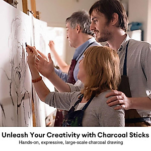 Dyvicl Compressed Graphite Charcoal Sticks, Square Black White Charcoal for Sketching, Drawing, Shading, Blending, Pack of 18