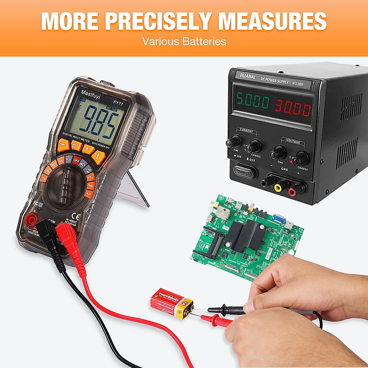 Mastfuyi Digital Multimeter, Multi Tester with NCV Non-Contact Voltage Detection, Battery Tester, Auto-Ranging Tests, True RMS 1999 Counts, AC/DC Current, AC/DC Voltage, Resistance, Continuity, Diode