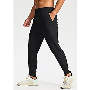 Soothfeel Men's Jogger Pants with Zipper Pockets Lightweight Athletic Workout Pants Gym Golf Joggers for Men Track Running (Black, XS)