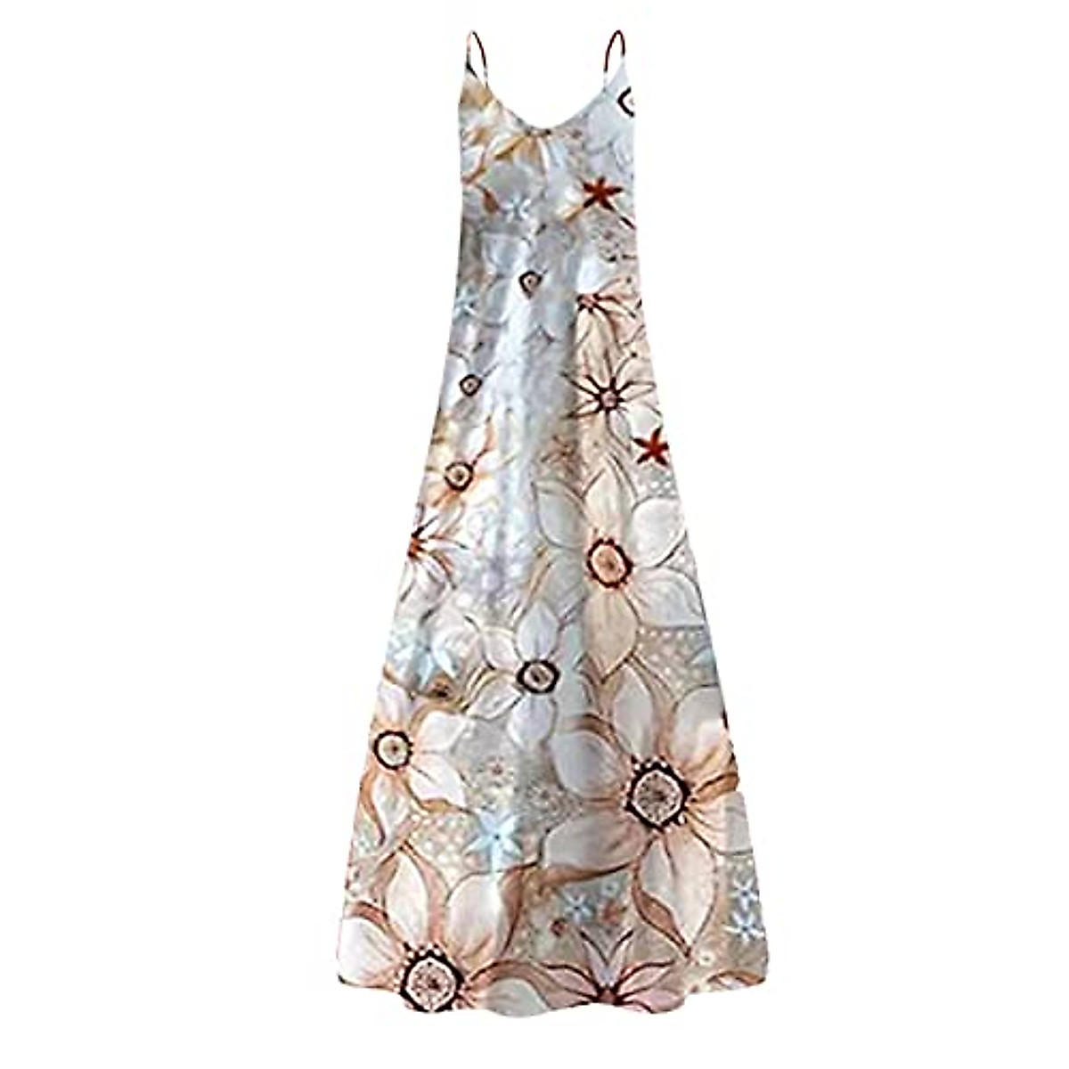 Dresses for Women 2023 Prom Dresses for Teens Casual Plus Size V Neck Beach Sundress Summer Floral Boho Long Maxi Sun Dress Spring Break Outfit Women Maxi Dress for Women Plus Size(A White,X-Large)