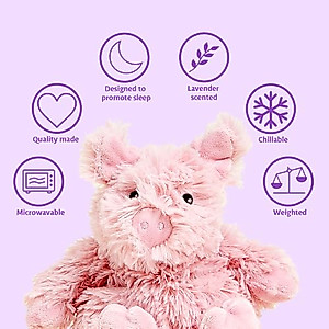 warmies Junior Pig Microwavable, Hot or Cold for Cool Relaxation and Warm Relief, Lavender Scented Cozy Plush Animal