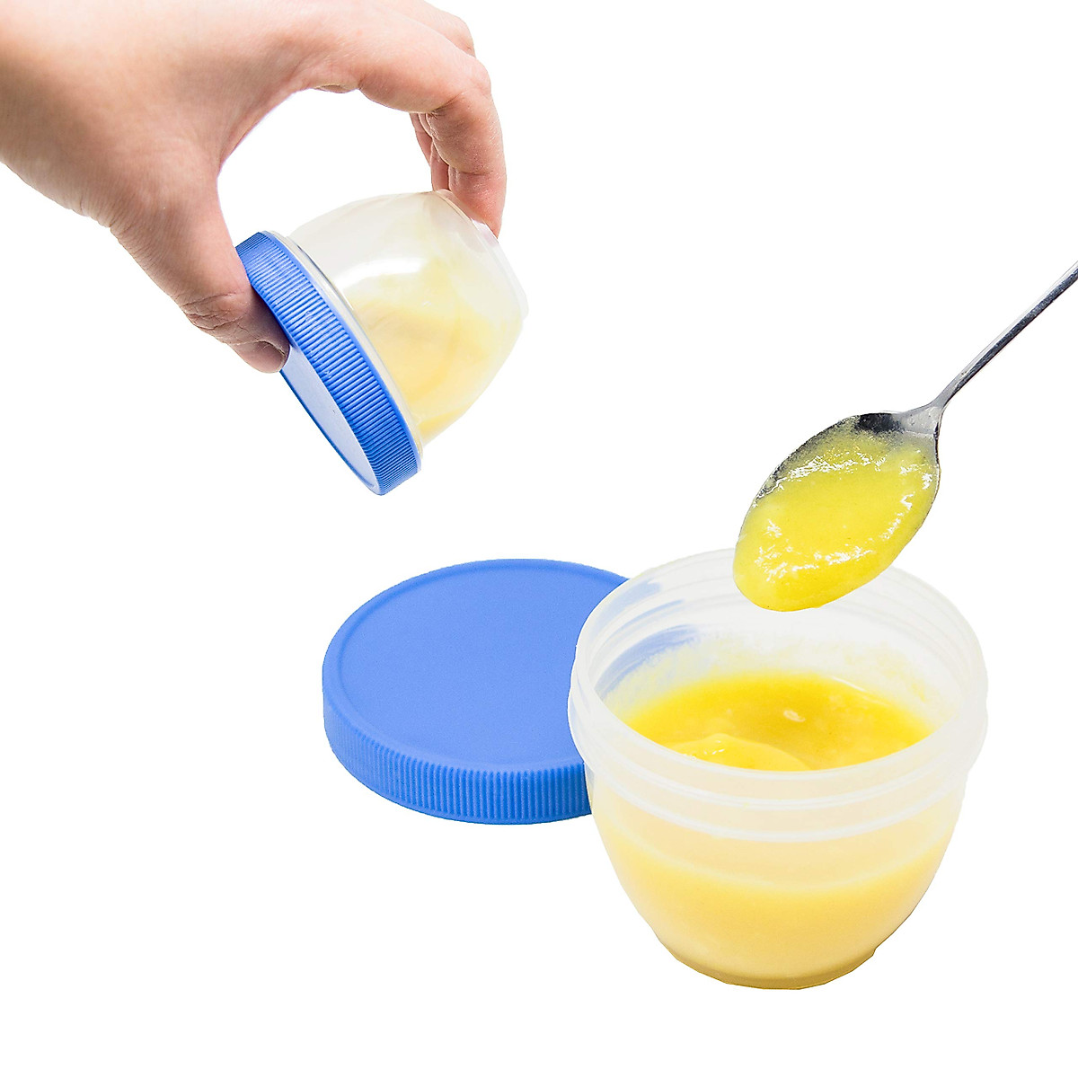 Youngever 18 Sets Baby Food Storage, 2 Ounce Baby Food Containers with Lids, 9 Coastal Colors, with Lids Labels