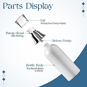 EOPER Airless Pump Jars 30/50/100ML, 3 Pieces Empty Refillable Cosmetic Air Pump Jars Bottles Airless Lotion Cream Sample Containers Makeup Vials Accessories Leak-Proof DIY Travel, Pearly White