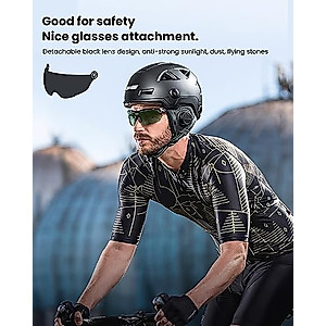 ILM Bluetooth Smart Bike Helmet Brake Warning LED Light Control NTA8776 CE CPSC Triple Certification Adult Bicycle Casco Men Women Matte Black Large X-Large