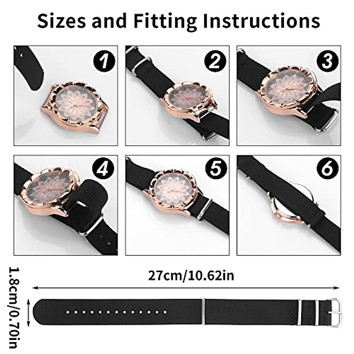 cobee Nylon Watch Straps, Durable Straps for Men/Women Replacement Military 4 Rings Watch Bands Adjustable Wrist Straps with Silver Metal Buckle 18mm/20mm/22mm Lug Width (18mm, Black)